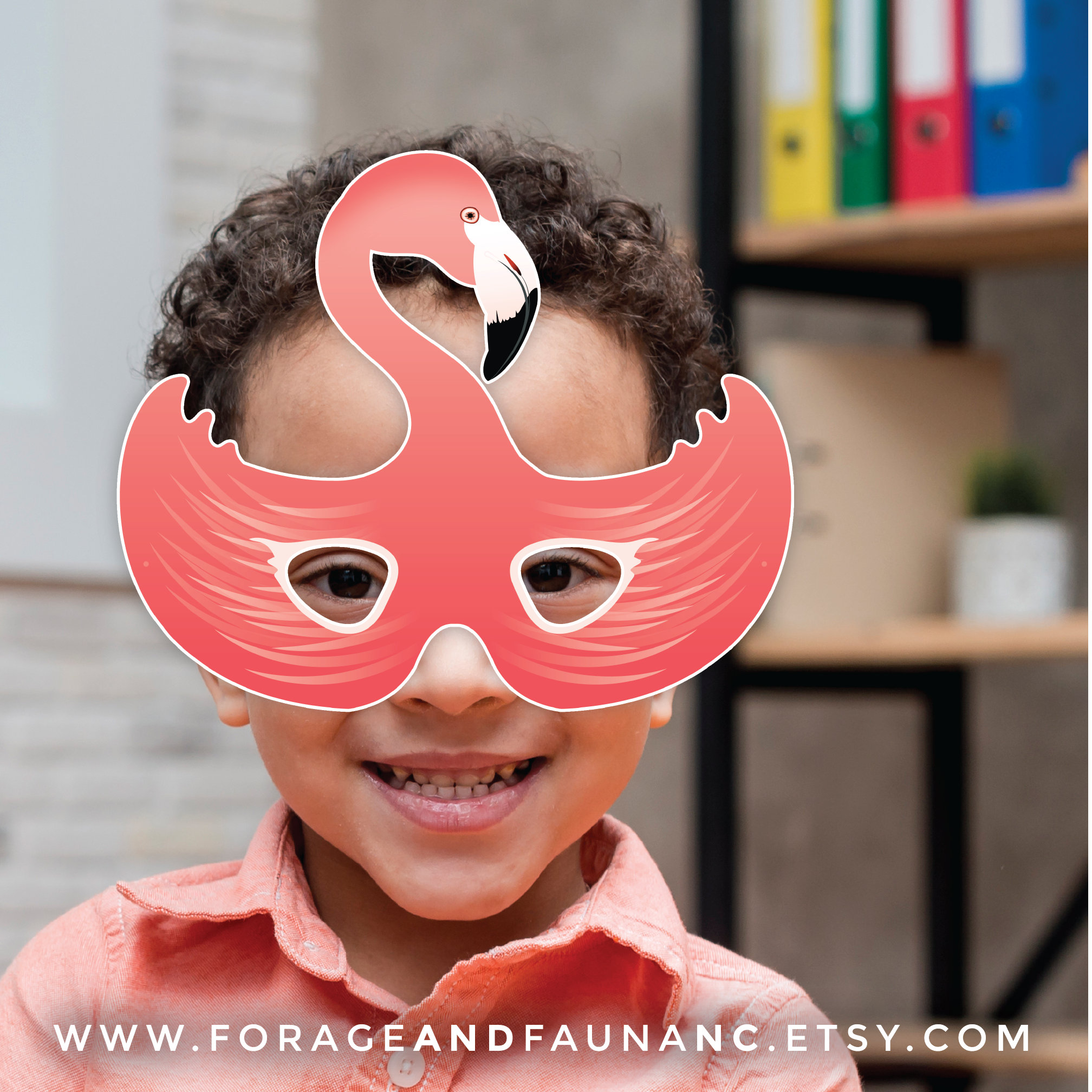 Flamingo Printable Tropical Pink Bird Mask Animal Mask Halloween Party ...