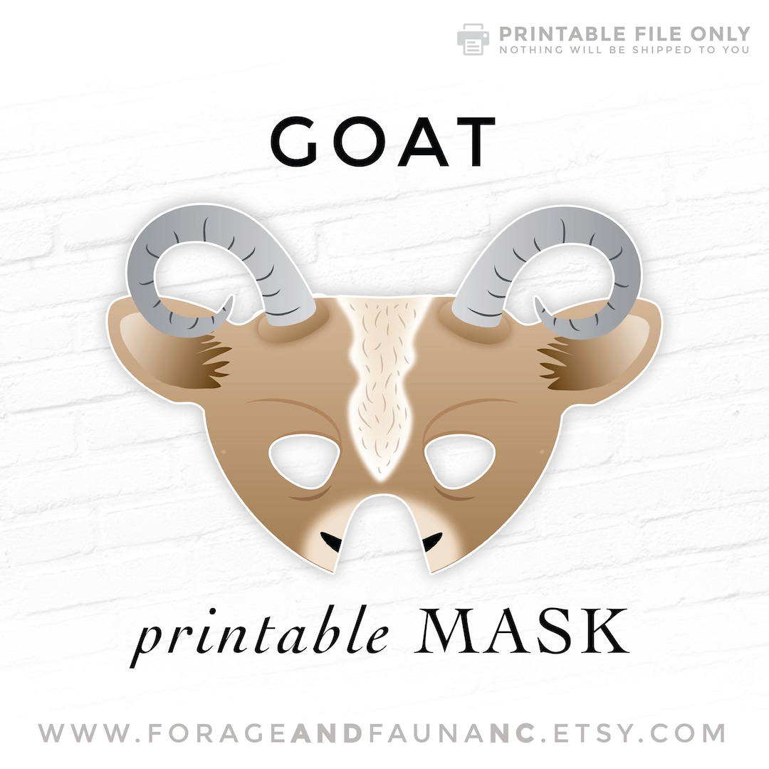 Goat Printable Costume Face Mask Nativity Theater Mask Halloween ...