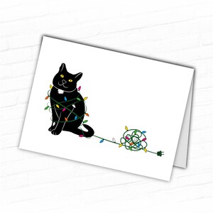 Printable Cat Cards Cat Christmas Cards Black Cat Holiday Greeting Card ...