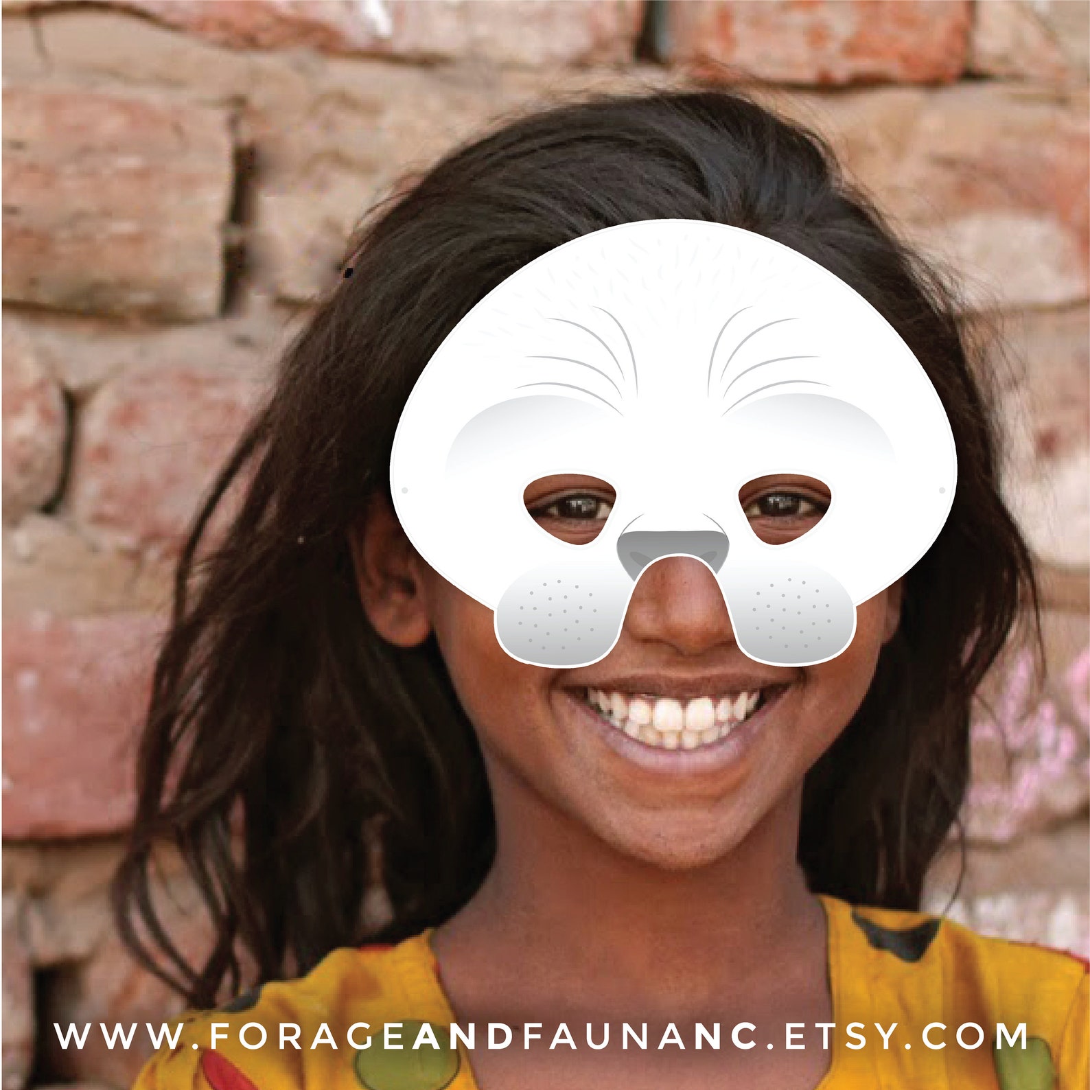 Arctic White Seal Printable Animal Mask Harp Seal Saddleback Greenland ...