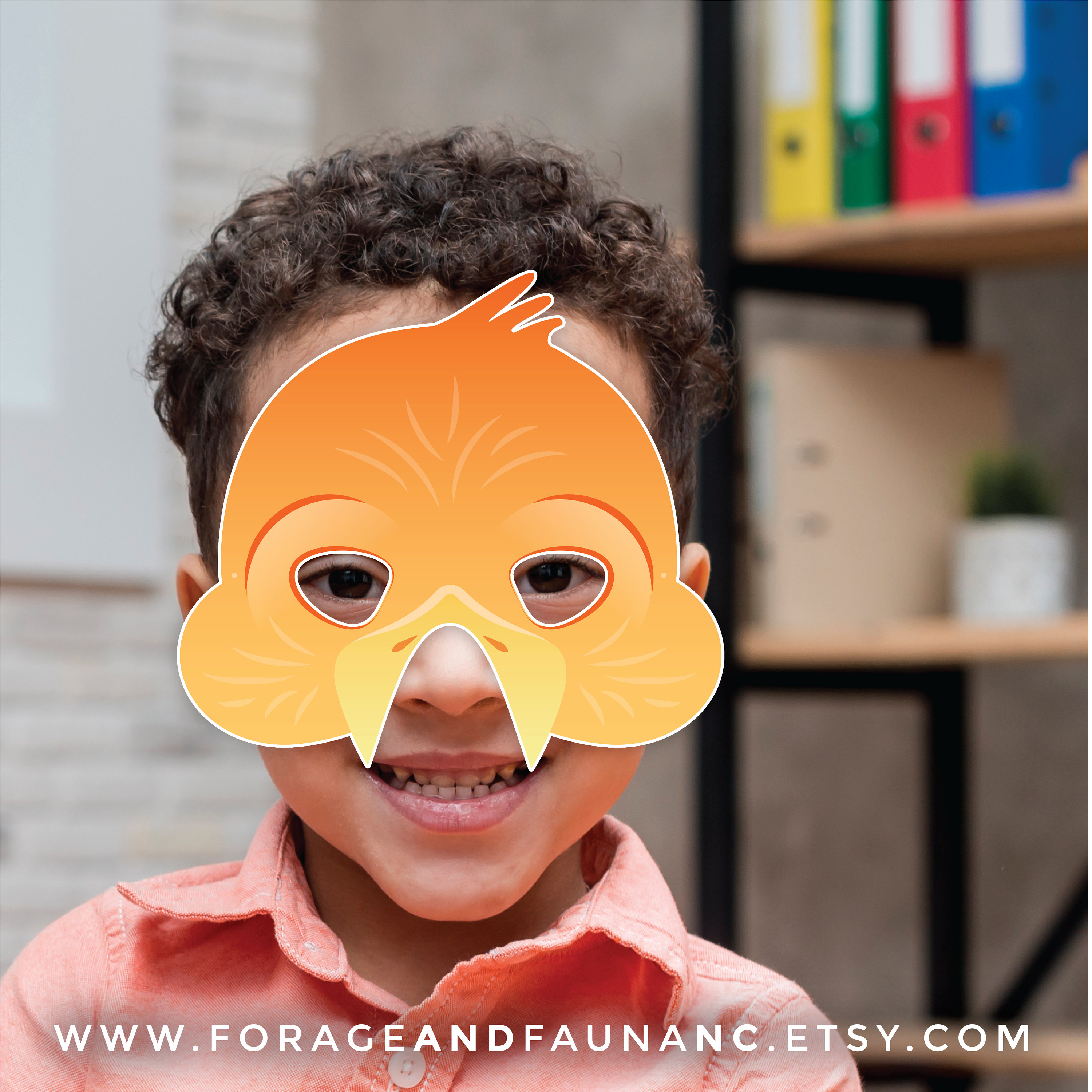 Orange Bird Printable Mask Costume Orange Headed Tanager Blackbird ...