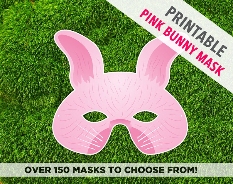 Pink Easter Bunny Printable Mask Pink Rabbit Mask Animal | Etsy