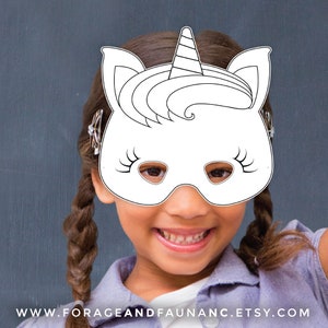 Unicorn Coloring Printable Mask Fun Activity Cosplay Mythical Animal ...