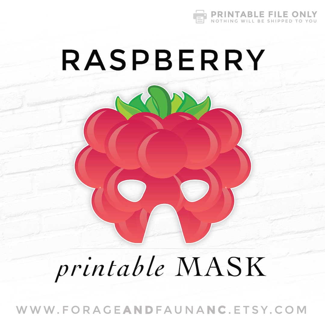 Raspberry Printable Party Mask Halloween Cute Kids Fruit - Etsy