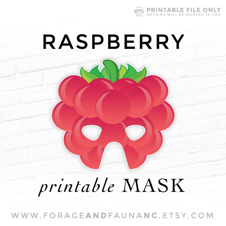 Raspberry Printable Party Mask Halloween Cute Kids Fruit - Etsy