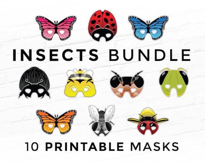 Insects Printable Coloring Masks, Insect Masks, Ladybug Mask, Bee Mask ...