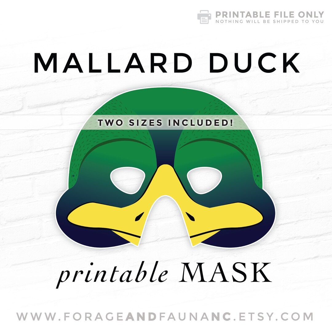 Green Mallard Duck Printable Bird Mask Halloween Emerald Cayuga Brewers ...