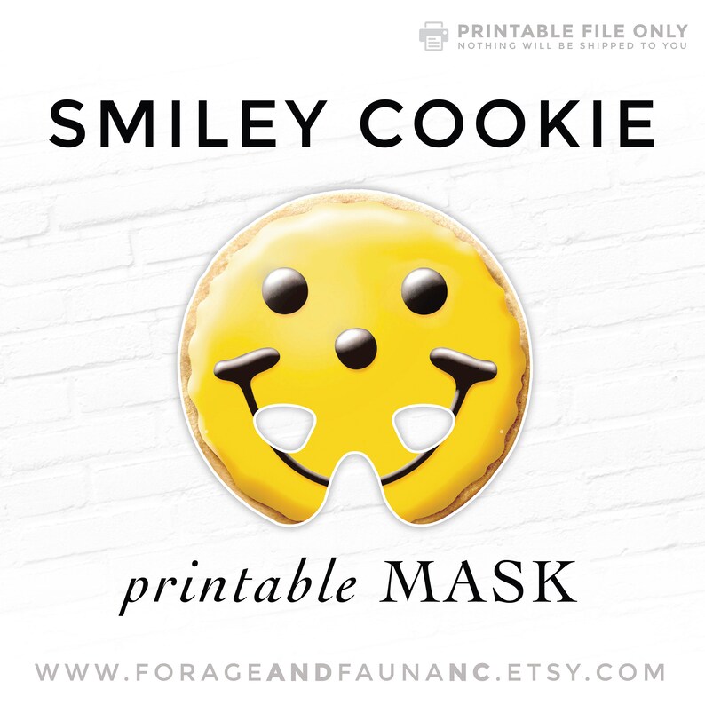 Smiley Cookie Halloween Party Mask | Eat N Park Cookie Mask | Black and ...