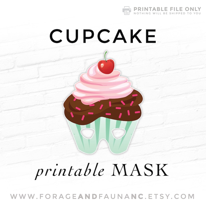 Cute Pink and Teal Cupcake Printable Halloween Party Mask Fairy Cake ...