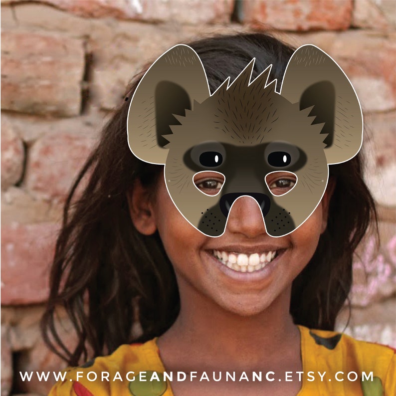 Hyena Costume Printable Mask Party Halloween Mask Printable Animal Mask ...