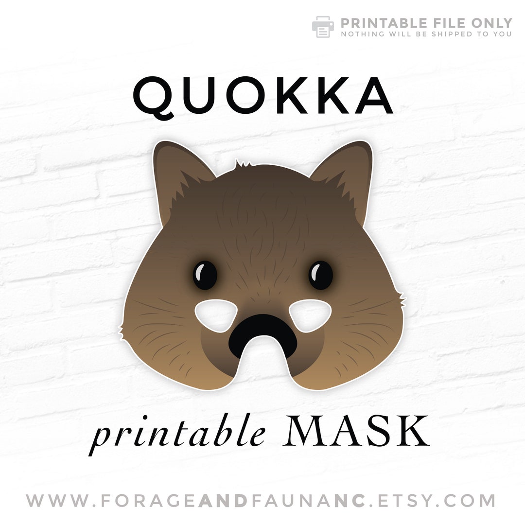Quokka Mask Printable Animal Mask Paper Mask Marsupial Mask Australia ...