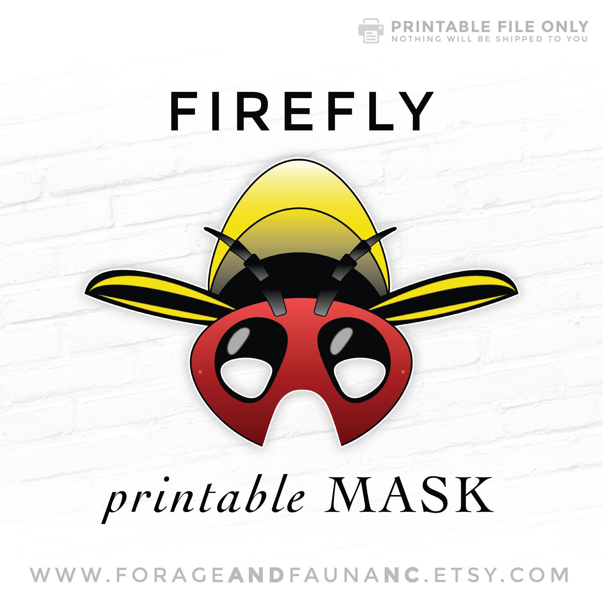 Firefly Printable Insect Mask Lightning Bug Costume for Kids Birthday ...