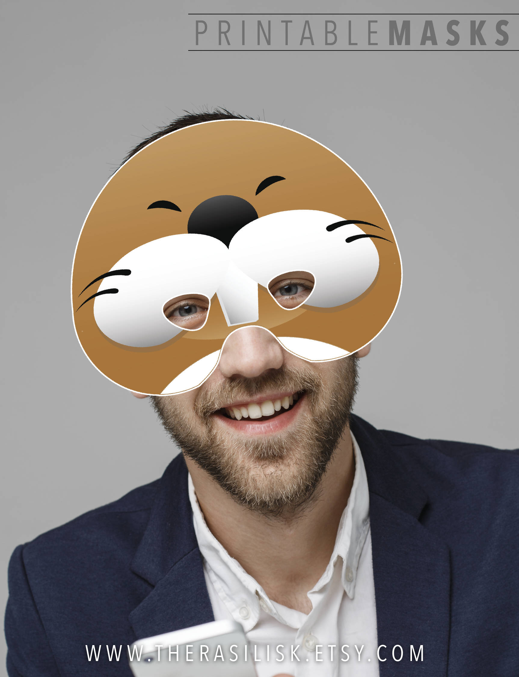 Mole Mask Party Halloween Costume, Photo Booth Prop, Mole Printable ...