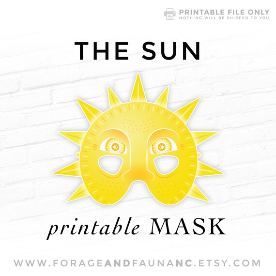 The Sun Printable Halloween Mask Solar Body Star Outer Space | Etsy