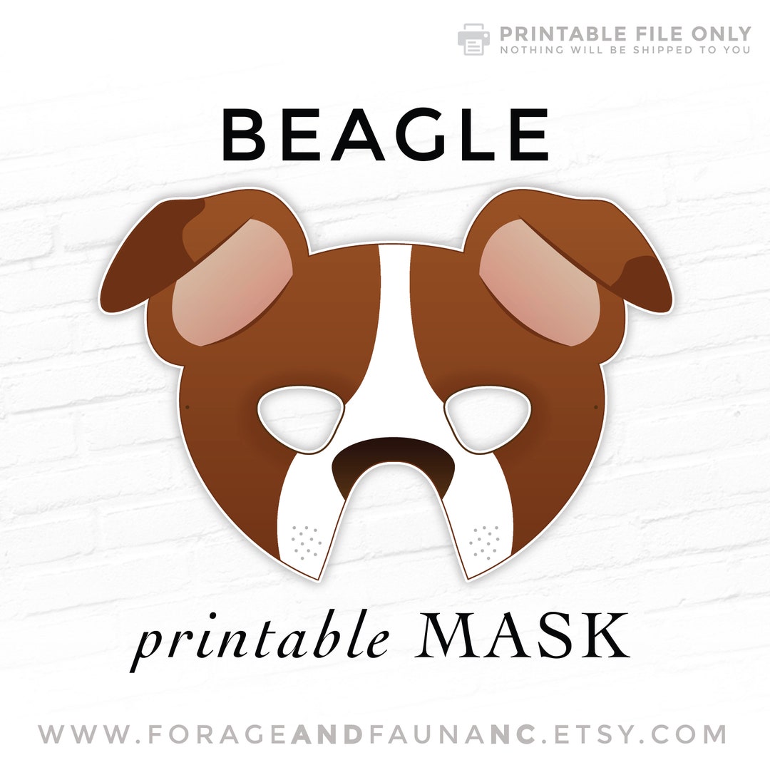 Beagle Dog Printable Animal Halloween Party Mask Costume Year of the ...