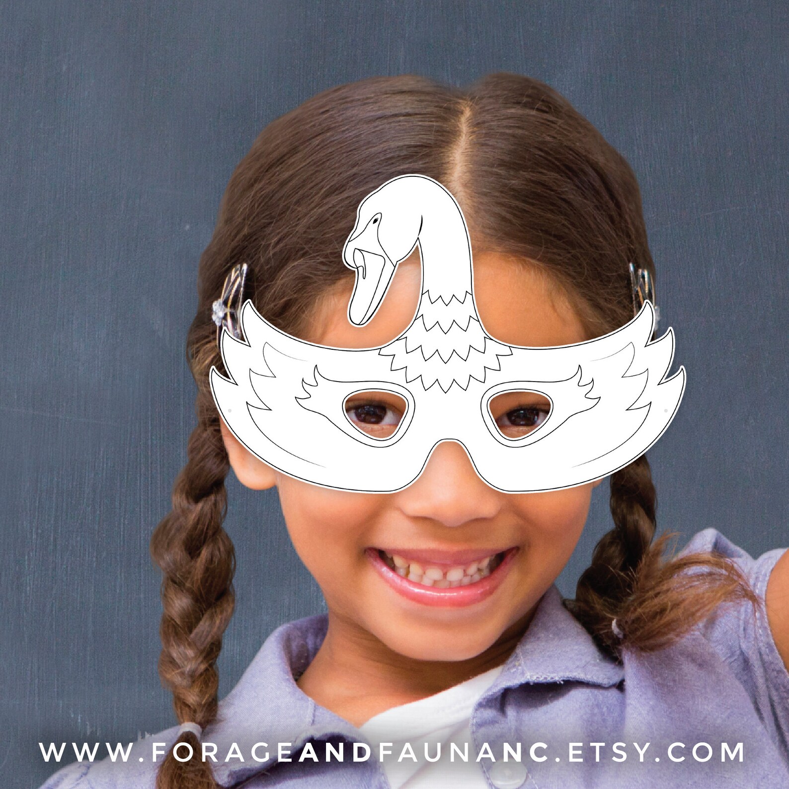 Printable Swan Coloring Activity Mask for Kids White Goose - Etsy