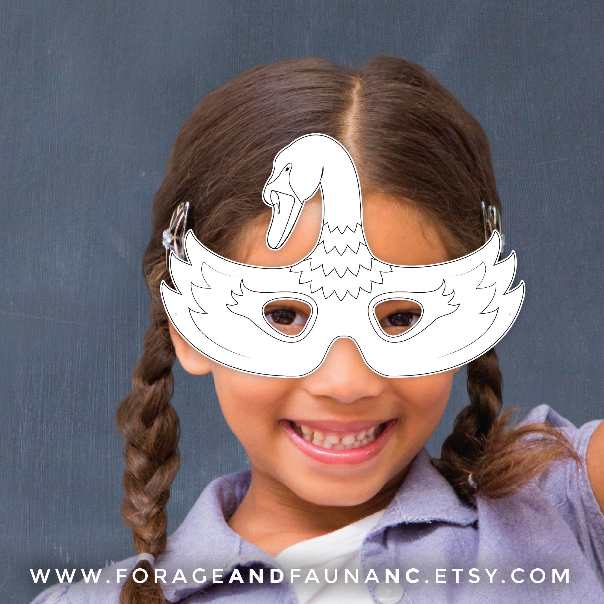 Printable Swan Coloring Activity Mask for Kids White Goose - Etsy