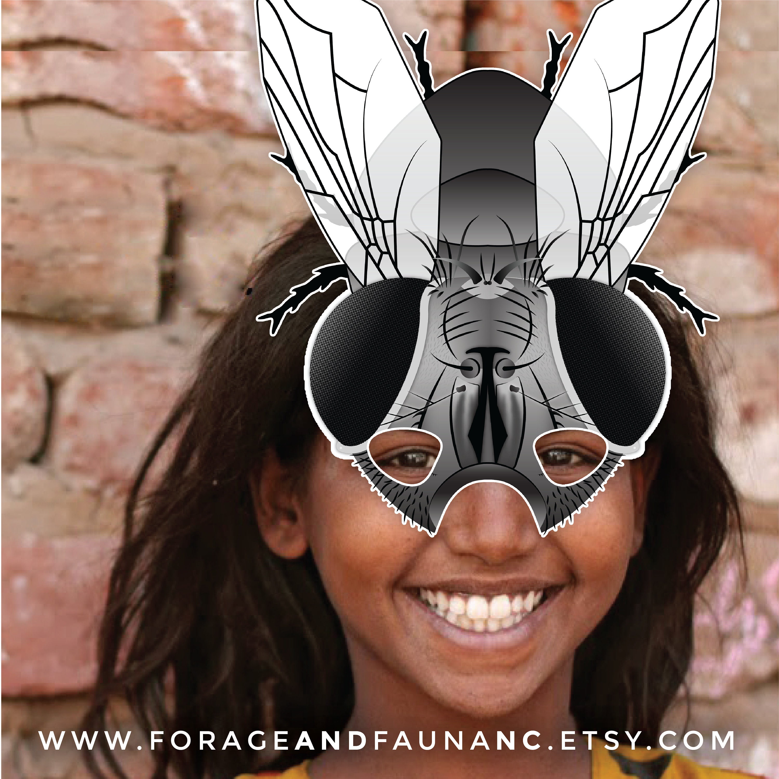 Black Fly Housefly Printable Costume Mask House Fly Horse Fly Printable ...