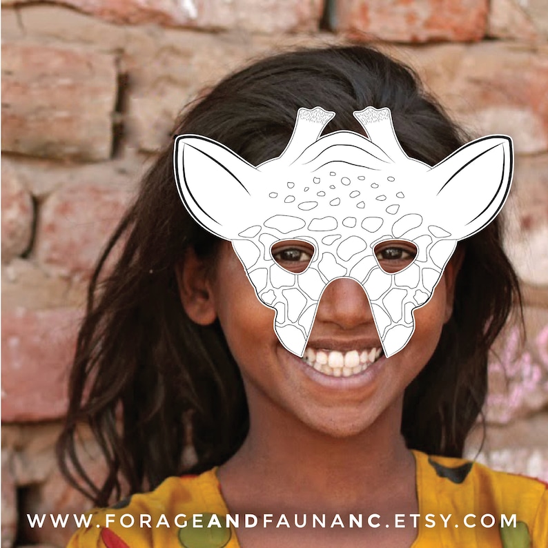 Giraffe Mask Printable Coloring Mask Fun Activity Page Animal | Etsy