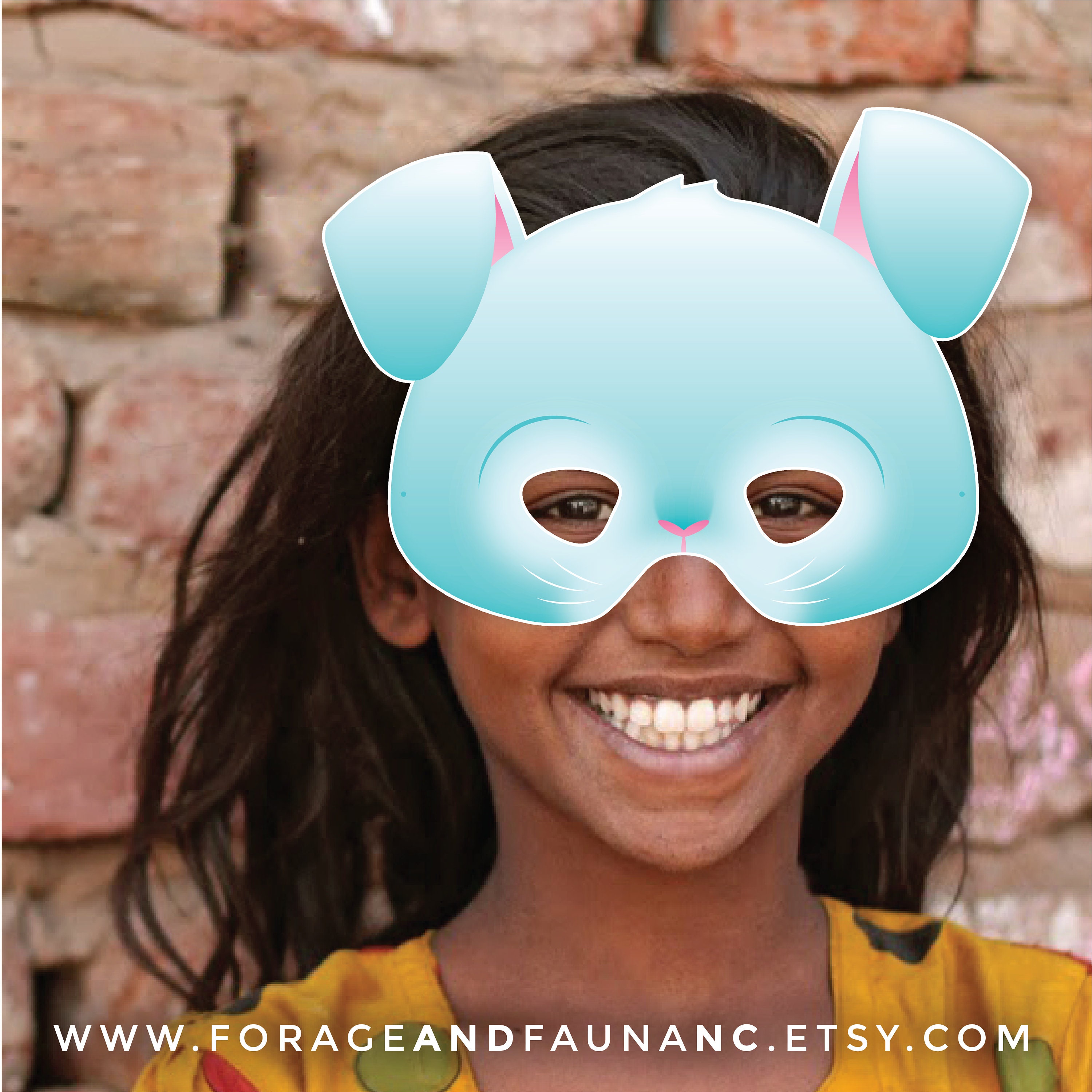 Blue Easter Hare Printable Costume Party Mask Bunny Mask Animal Mask ...