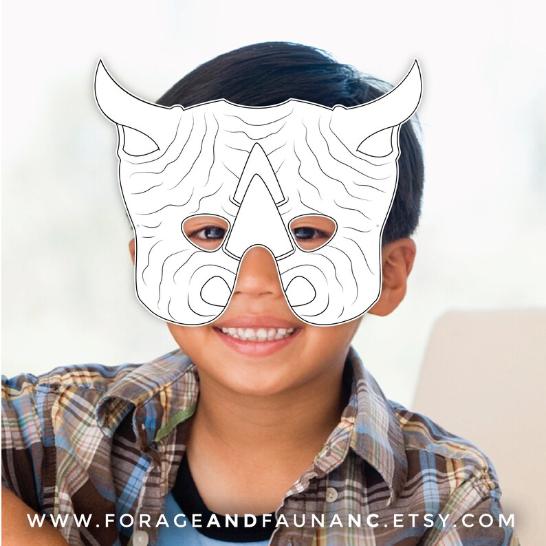 Color Your Own Rhino Mask Rhinoceros Printable Animal Mask - Etsy