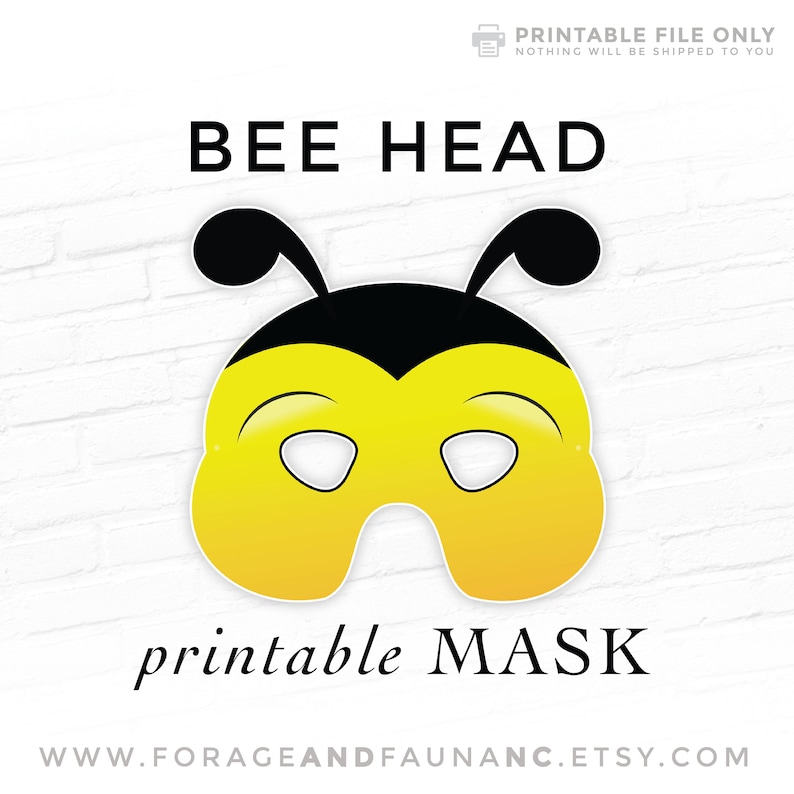 Bumble Bee Head Printable Cute Bug Insect Halloween Party Fun Time Mask ...