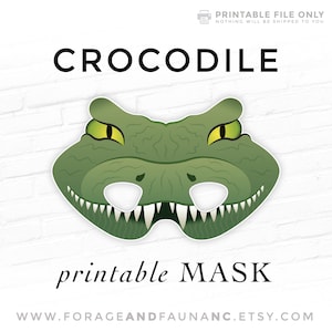 Crocodile Printable Animal Mask Reptile Dinosaur Birthday Halloween ...