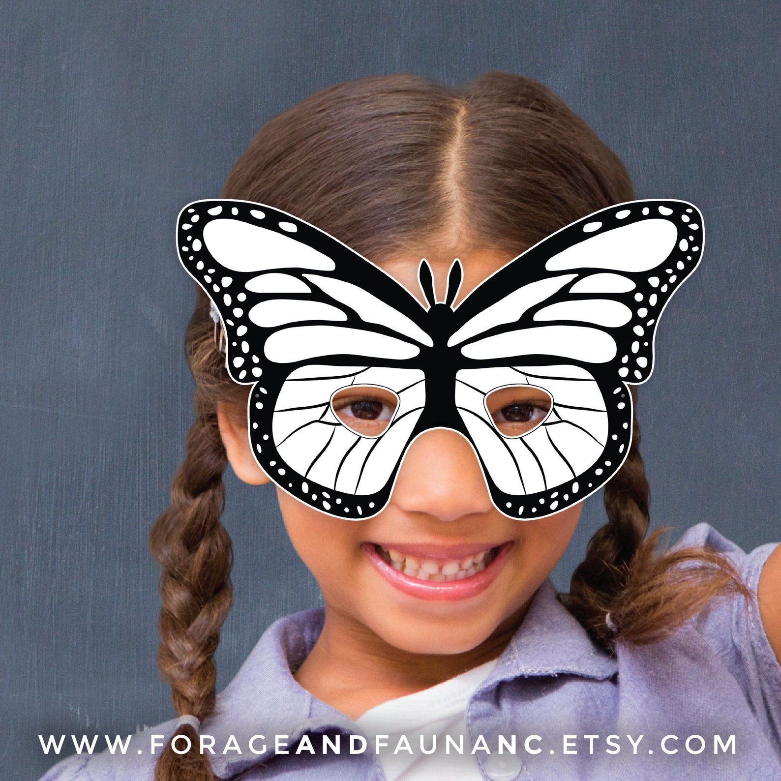 Coloring Book Fun Activity Monarch Butterfly Mask Printable Insect Bug ...