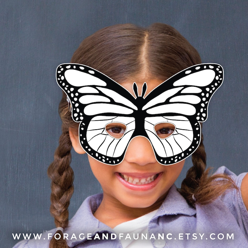 Coloring Book Fun Activity Monarch Butterfly Mask Printable Insect Bug ...