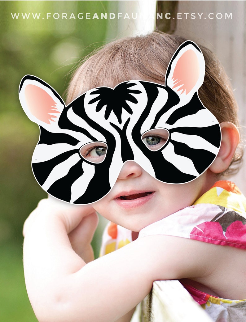 Zebra Printable Animal Mask Halloween Masks Party Mask Costume Lion ...