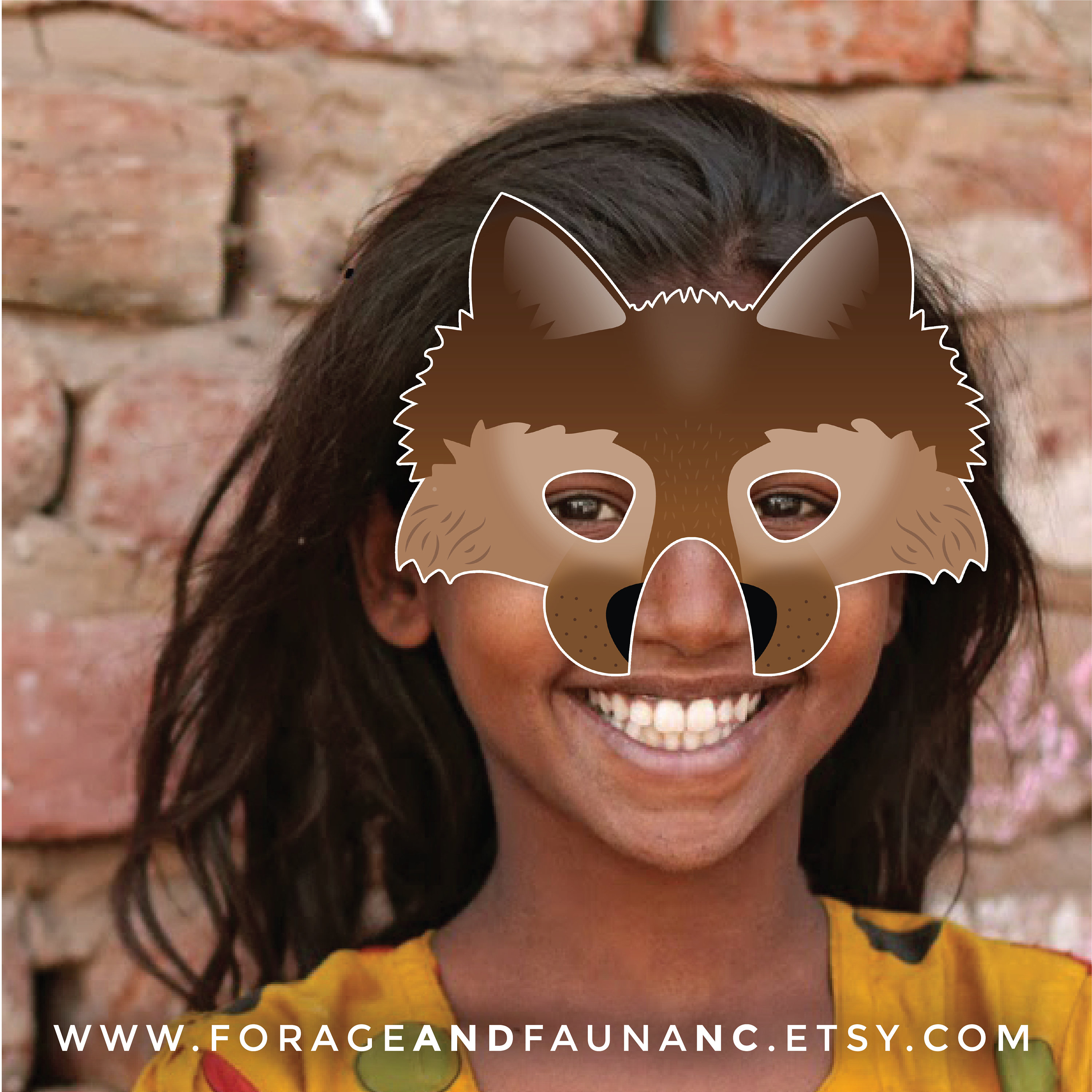 Printable Brown Wolf Halloween Mask Dire Wolf Photo Booth - Etsy