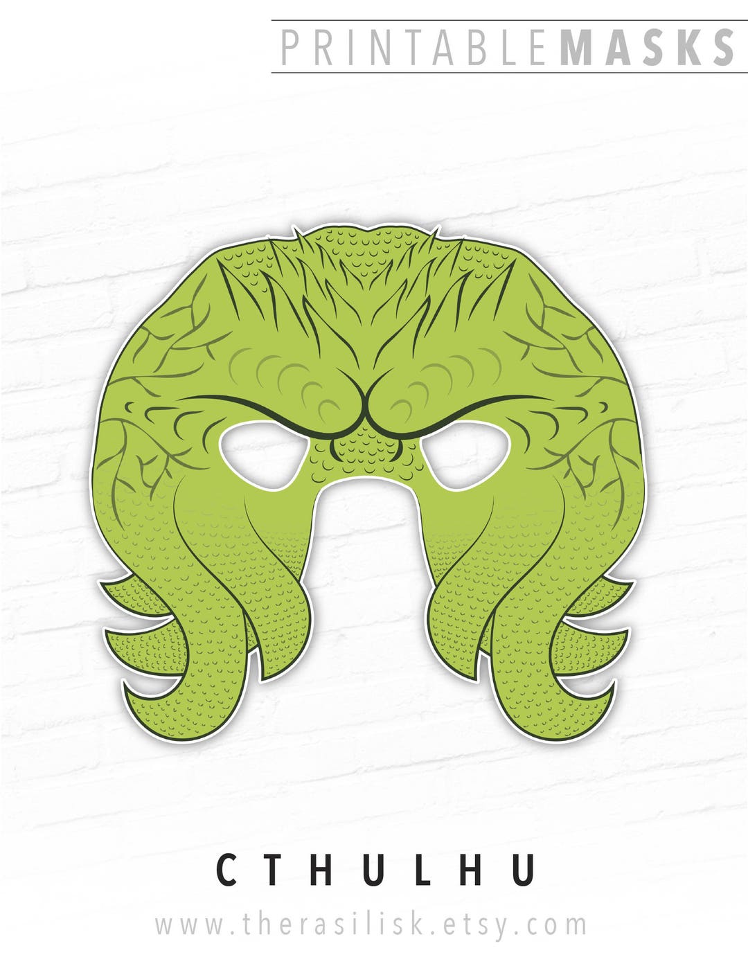 Halloween Mask, Printable Mask, Cthulhu Mask, Cthulu, Tentacle Monster ...