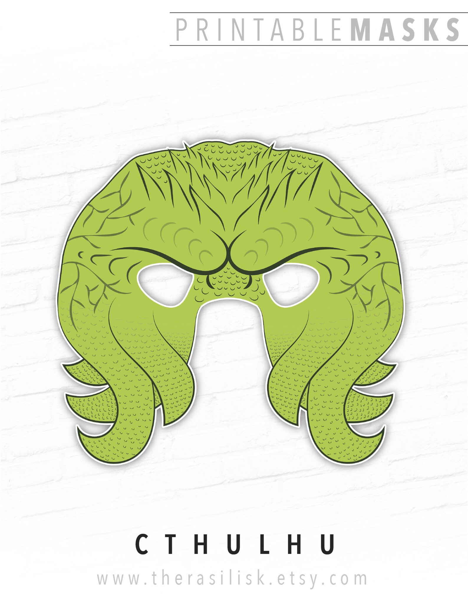 Halloween Mask, Printable Mask, Cthulhu Mask, Cthulu, Tentacle Monster ...