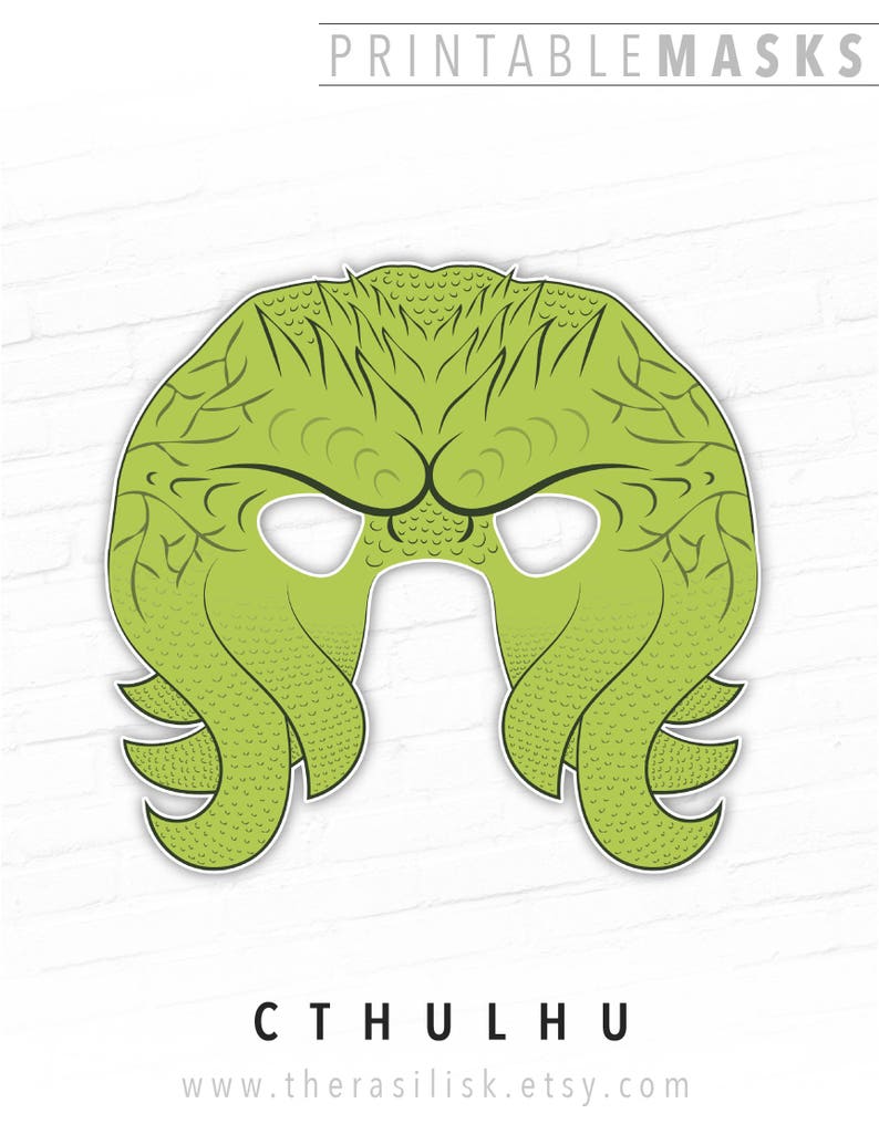 Halloween Mask, Printable Mask, Cthulhu Mask, Cthulu, Tentacle Monster ...