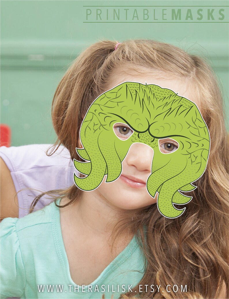 Halloween Mask, Printable Mask, Cthulhu Mask, Cthulu, Tentacle Monster ...