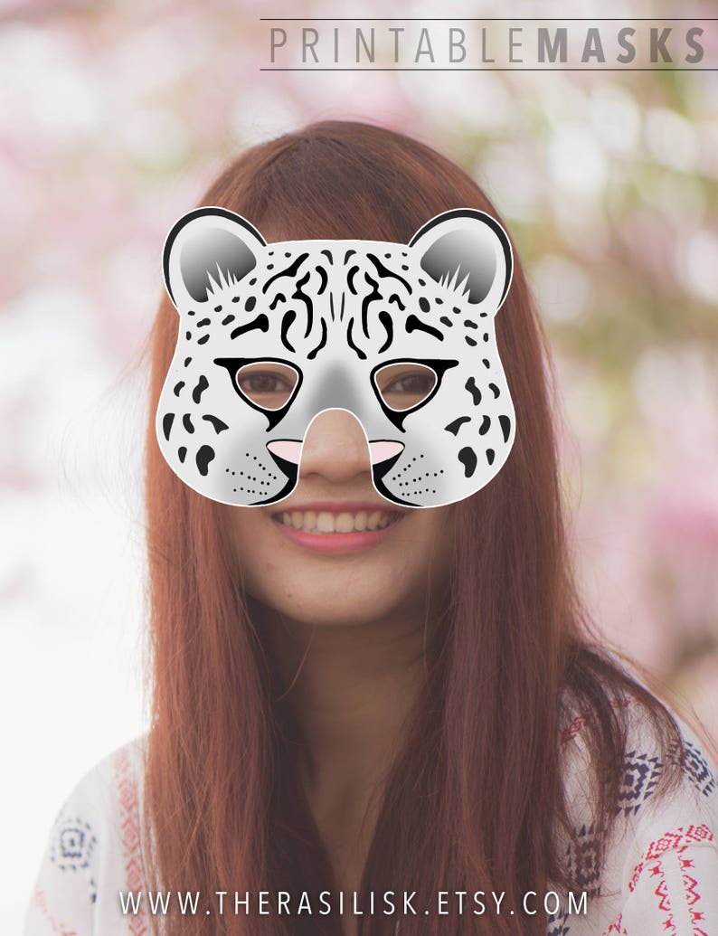 Printable Snow Leopard Mask White Leopard Mask Printable | Etsy