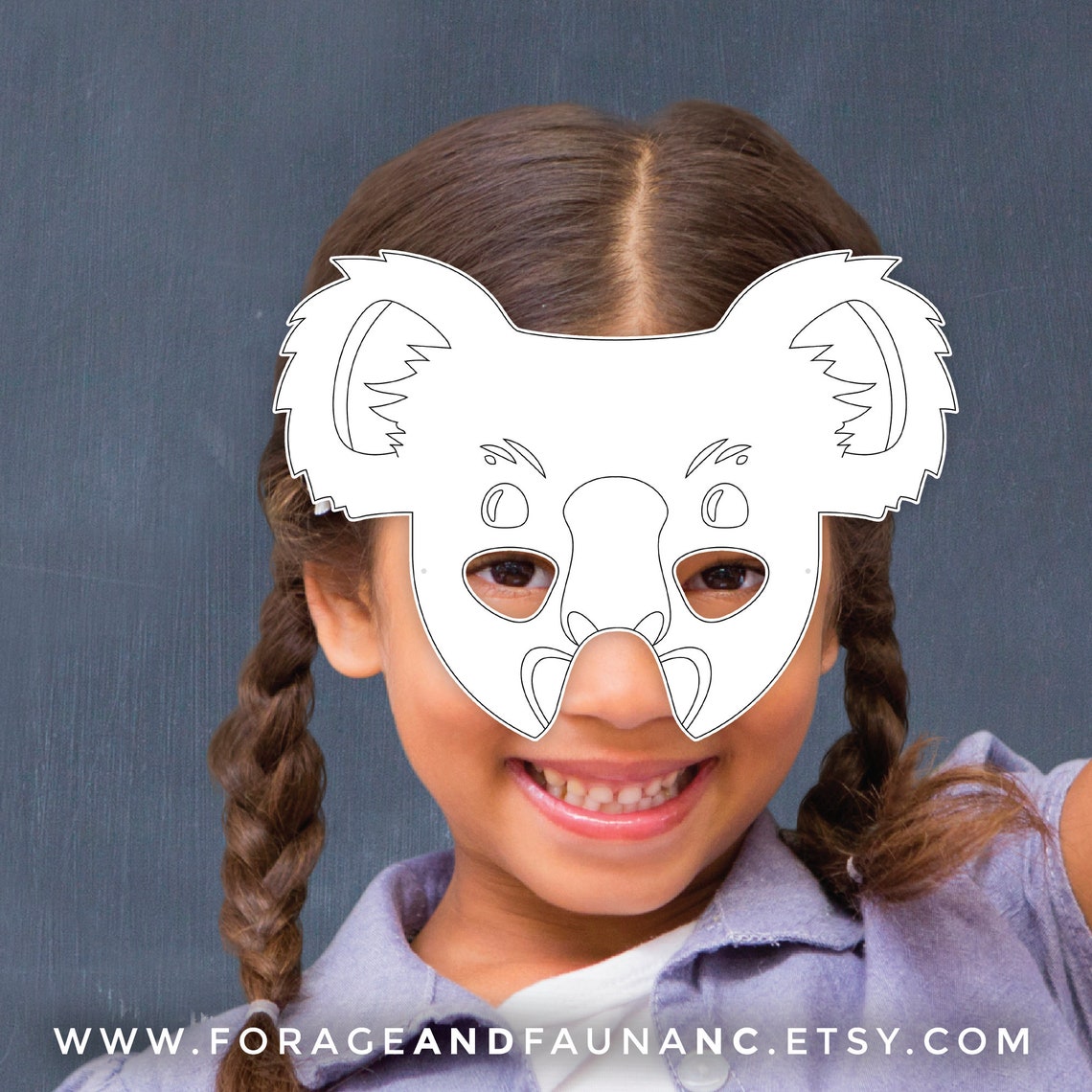 Koala Bear Coloring Mask Printable Coloring Fun Activity Page - Etsy