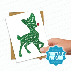 Printable Family Christmas Cards, Reindeer Christmas Card, Christmas ...