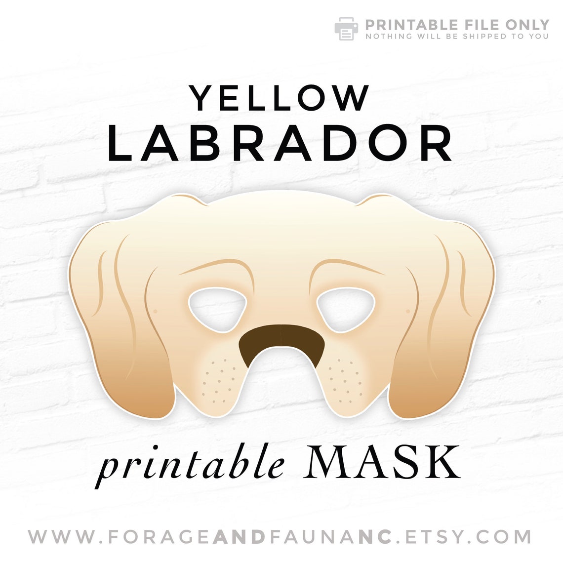 Yellow Labrador Printable Dog Mask Costume Tan Dog Halloween | Etsy