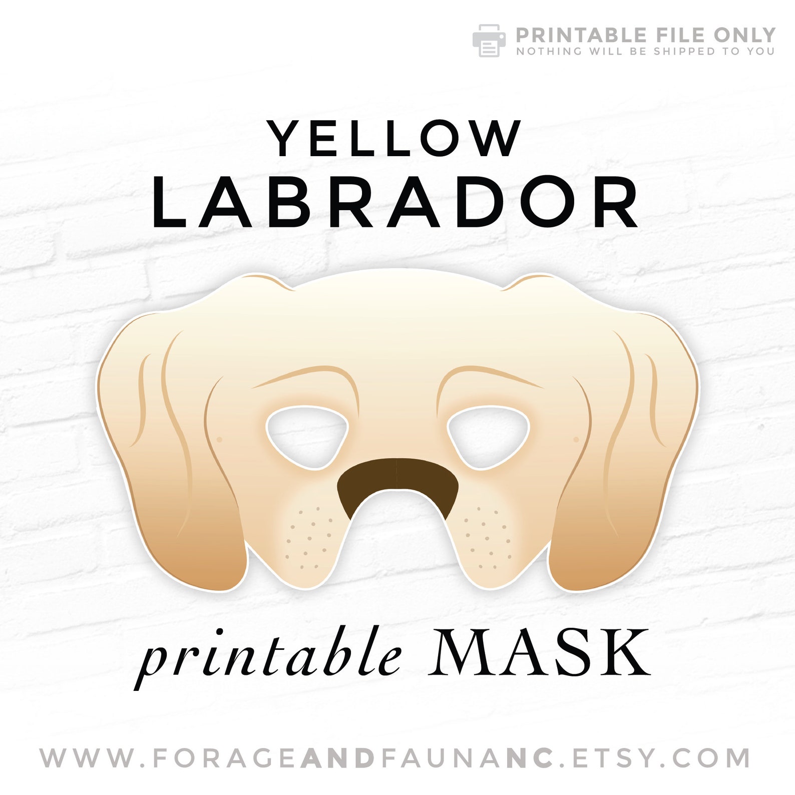 Yellow Labrador Printable Dog Mask Costume Tan Dog Halloween | Etsy