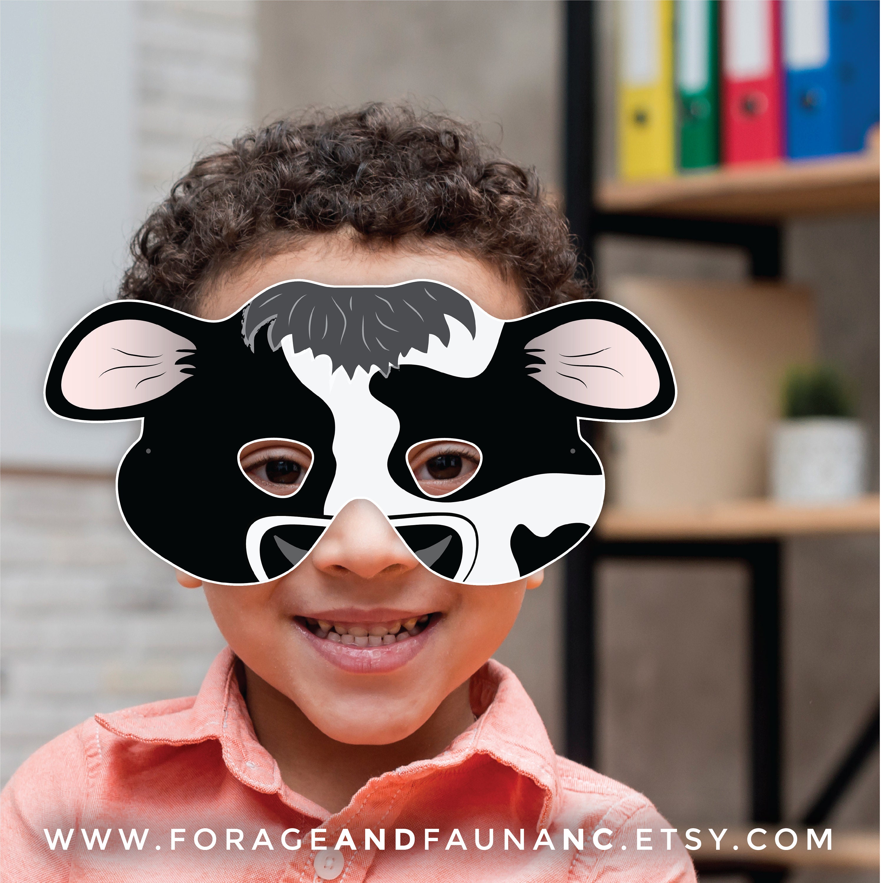 Black & White Cow Printable Face Costume Mask Animal Halloween Party ...