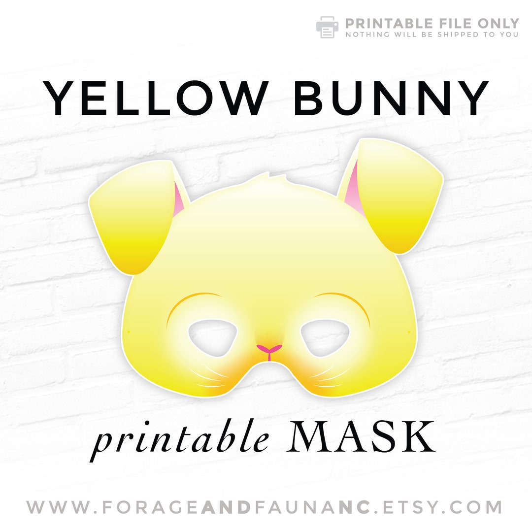 Yellow Easter Rabbit Printable Costume Party Mask Rabbit Mask Animal ...