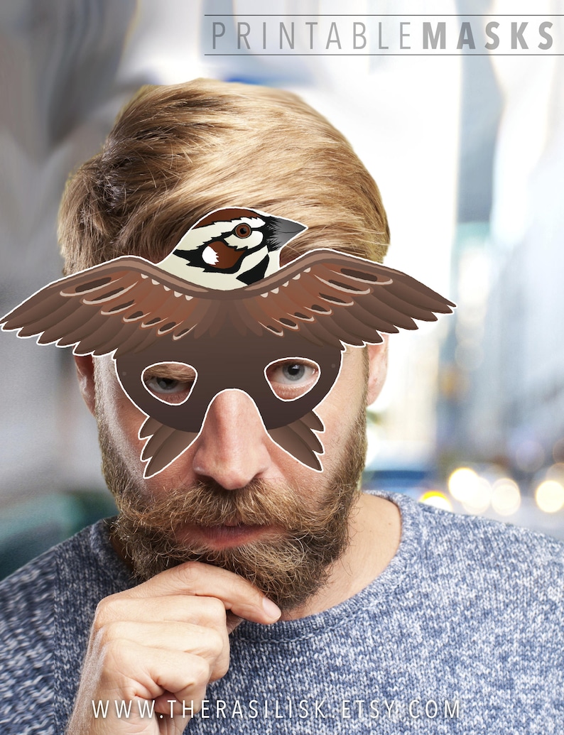 Printable Bird Mask Sparrow Printable Mask Animal Masks - Etsy