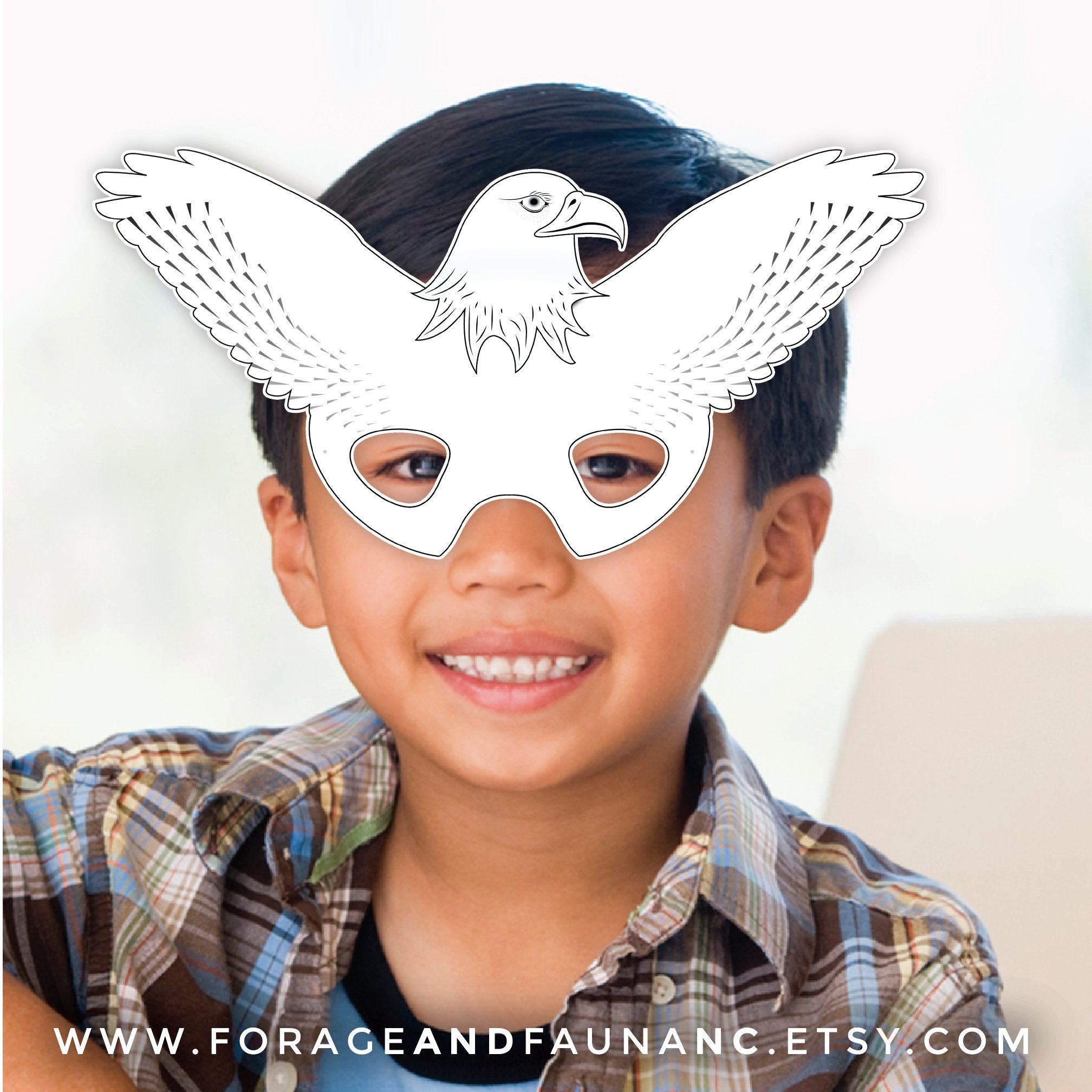 Coloring Fun Bald Eagle Mask Activity Eagle Mask Bird Mask Birthday ...