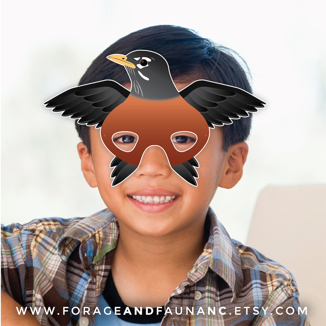 American Robin Printable Bird Mask Robin Thrush Towhee Bird - Etsy
