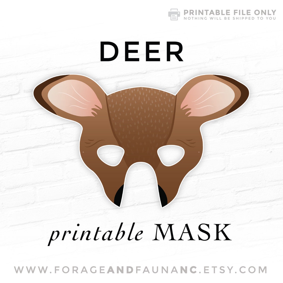 Deer Printable Costume Mask Doe Woodland Animal Mask Masquerade ...