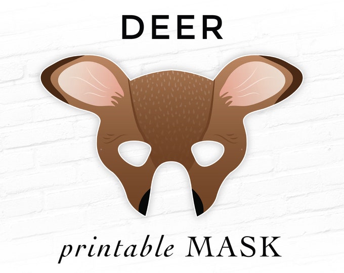 Deer Costume Printable Kids Deer Paper Mask Printable Diy Fawn Mask ...