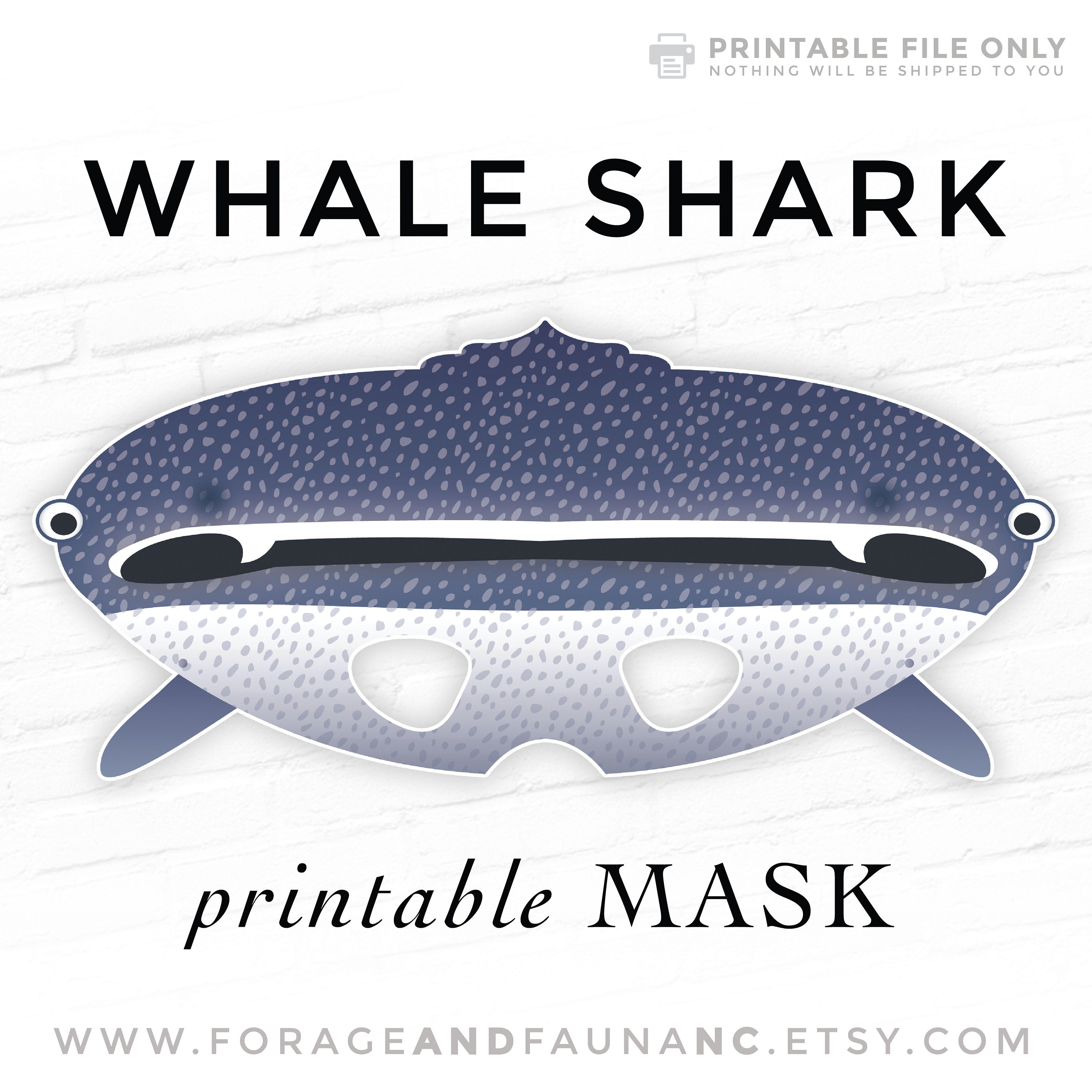 Whale Shark Printable Halloween Party Mask Photo Booth Props Printable ...