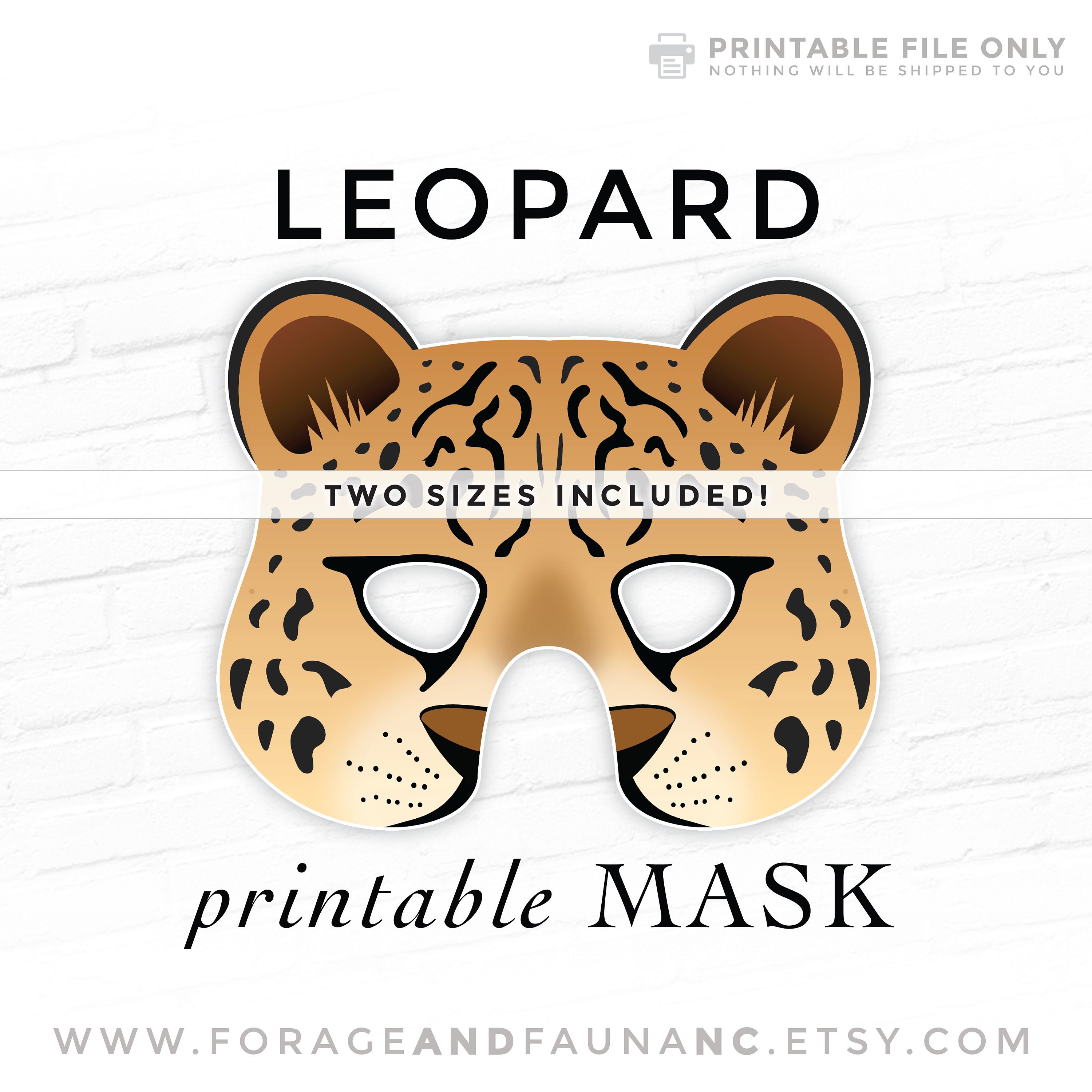 Leopard Printable Wild Cat Mask Jaguar Costume Animal Cosplay Halloween ...