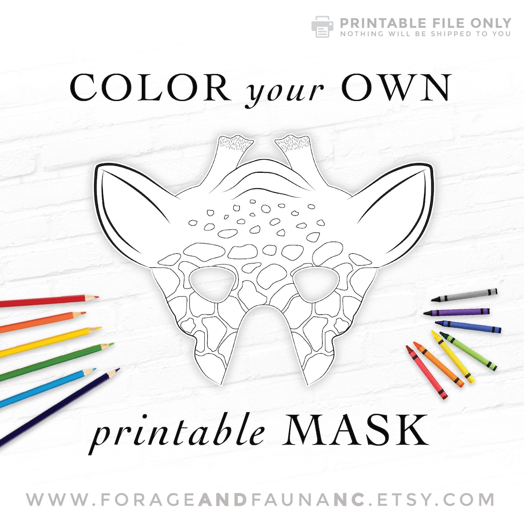Giraffe Mask Printable Coloring Mask Fun Activity Page Animal Mask ...